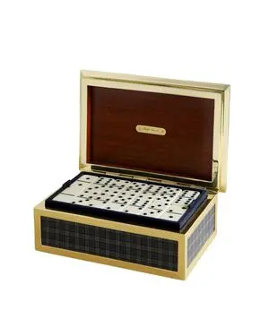 Ralph Lauren Checked Wood And Gold-tone Domino Set - White