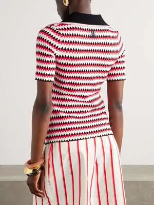 La DoubleJ Jacquard-knit Polo Shirt - Red