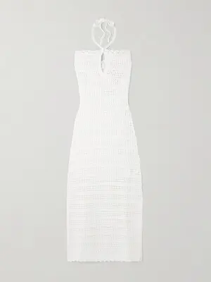 Simkhai Cutout Crocheted Halterneck Maxi Dress - Neutrals