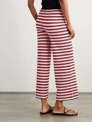 La DoubleJ Cropped Wide-leg Jacquard-knit Pants - Red
