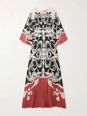 La DoubleJ Printed Silk-twill Maxi Dress