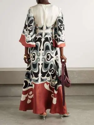 La DoubleJ Printed Silk-twill Maxi Dress