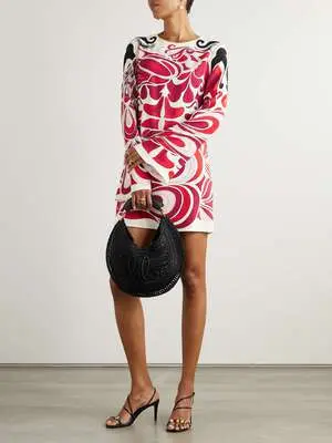 La DoubleJ Icon Supremes Printed Crepe Mini Dress - Red