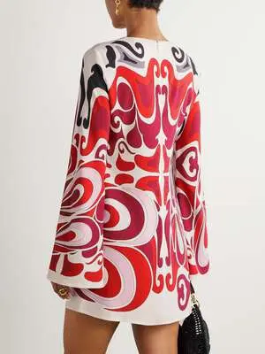 La DoubleJ Icon Supremes Printed Crepe Mini Dress - Red