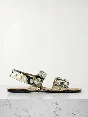Khaite Boden Studded Snake-effect Leather Sandals - Animal Print
