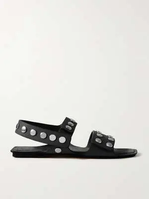 Khaite Boden Studded Leather Sandals - Black
