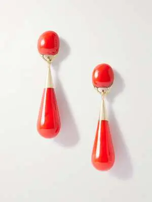 Dinosaur Designs Dew Drop Medium Earrings - Red