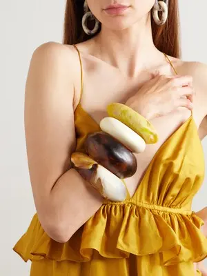 Dinosaur Designs Rock Resin Bangles Set Of Two - Neutrals