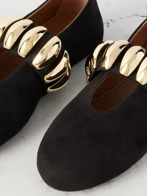 Alaïa Embellished Suede Ballet Flats
