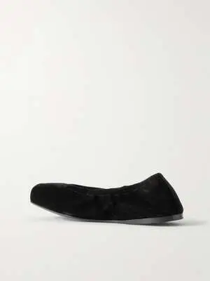 Alaïa Leather-trimmed Suede Ballet Flats - Black