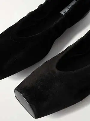 Alaïa Leather-trimmed Suede Ballet Flats - Black