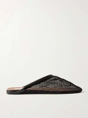 Alaïa Leather-trimmed Fishnet Mules - Black