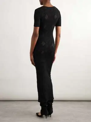 Alaïa Open-knit Midi Dress - Black
