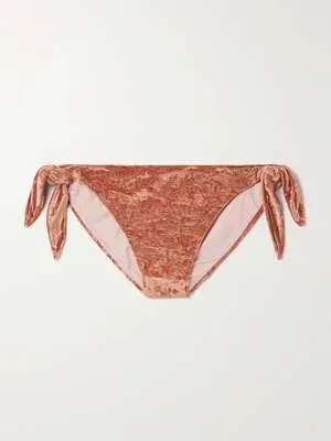 Chloé Embellished Velvet Bikini Briefs - Orange