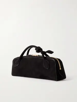 Alaïa Le Teckel Leather-trimmed Suede Clutch - Black