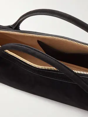 Alaïa Le Teckel Leather-trimmed Suede Clutch - Black