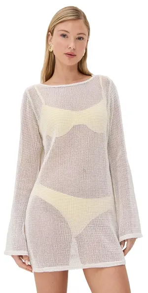 LE BOP Biarritz Long Sleeve Mini Coverup - Bone