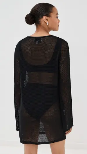 LE BOP Biarritz Long Sleeve Mini Coverup - Noir