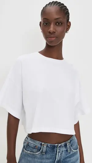 AGOLDE Arli Oversized Cropped Tee - White