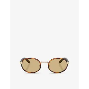 Prada Round-frame Tortoiseshell Metal Sunglasses - Brown