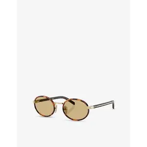 Prada Round-frame Tortoiseshell Metal Sunglasses - Brown