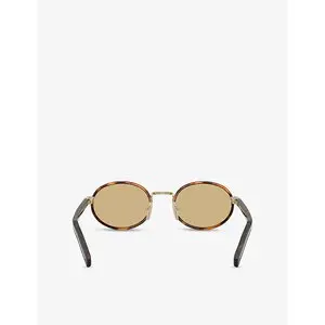 Prada Round-frame Tortoiseshell Metal Sunglasses - Brown
