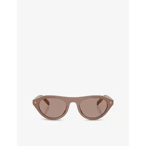 Prada Oval-frame Acetate Sunglasses - Brown