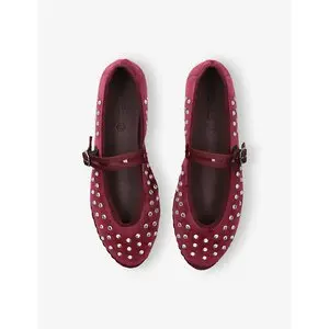 FLABELUS Mae Studded Velvet Mary-jane Flats