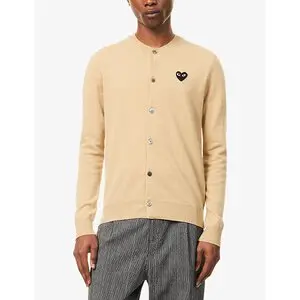 Play Comme Des Garcon Logo-embroidered Crewneck Wool Cardigan