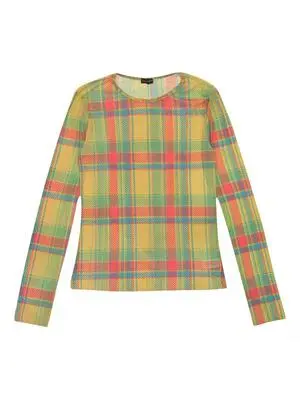 Callipygian Plaid Mesh Top