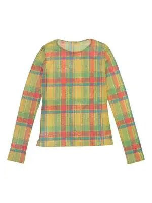Callipygian Plaid Mesh Top