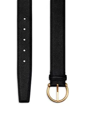 Thom Browne Pebble Grain Round Buckle Belt - Black