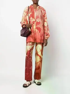 F.R.S FOR RESTLESS SLEEPERS Graphic-print Silk Blouse