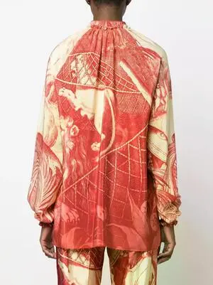 F.R.S FOR RESTLESS SLEEPERS Graphic-print Silk Blouse
