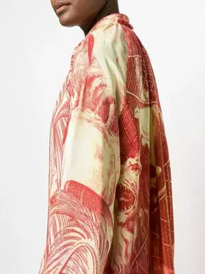 F.R.S FOR RESTLESS SLEEPERS Graphic-print Silk Blouse