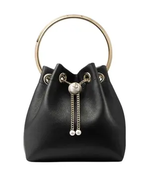 JIMMY CHOO Bon Bon Biker Leather Bag With Pearl Closure Black