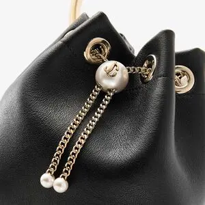 JIMMY CHOO Bon Bon Biker Leather Bag With Pearl Closure - Black