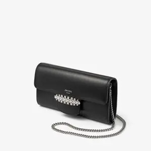 JIMMY CHOO Bing Wallet Chain Leather Mini Shoulder Bag With Crystal Embellishment