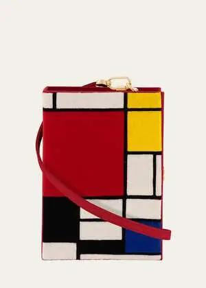 OLYMPIA LE-TAN Piet Mondrian Book Clutch - Bordeaux Latim