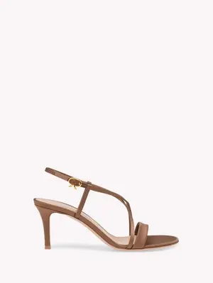 GIANVITO ROSSI Larisse 70 Open Toe Sandals - Brown Fabric