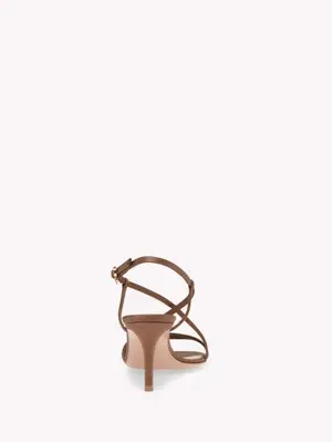 GIANVITO ROSSI Larisse 70 Open Toe Sandals - Brown Fabric