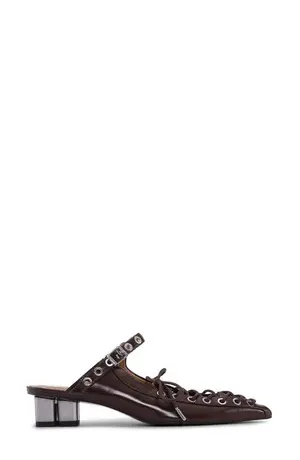 GANNI Eyelets Lace-up Mule - Tawny Port