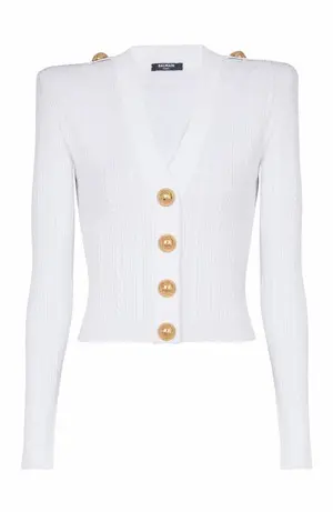 Balmain Long-sleeved Cable-knit Cardigan - White