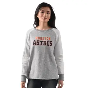 G-III 4HER BY CARL BANKS Houston Astros Gridiron Raglan Pullover Sweatshirt