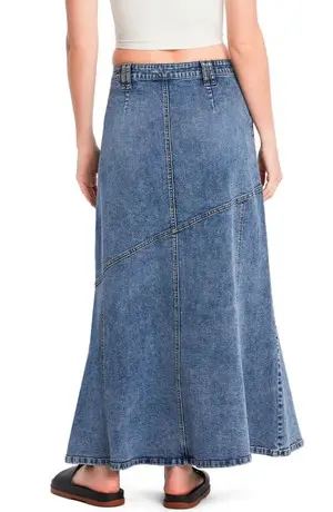 WASH LAB DENIM Seamed Denim Maxi Skirt - Dance Blue