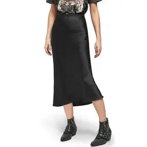 ANINE BING Silk Midi Skirt - Black