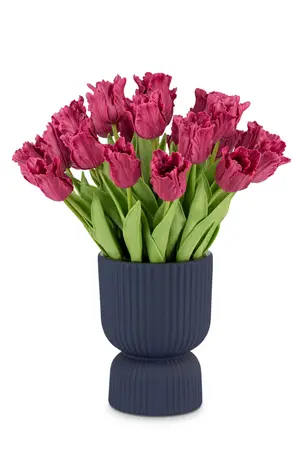 COCOBELLA Marigold Realtouch Tulip Pedestal Arrangement - Fuschia