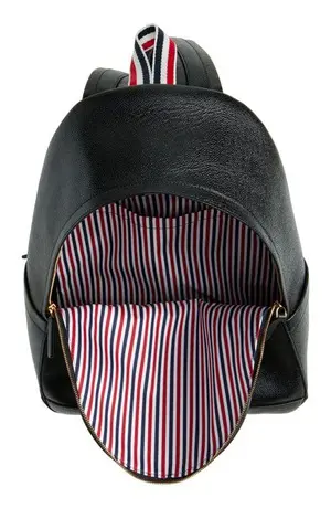 Thom Browne Pebbled Leather Backpack With Stripe Detail