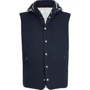 Brunello Cucinelli Flannel Down Vest - Navy Blue