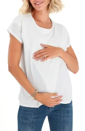 ACCOUCHEE Cotton Maternity/nursing Top - Ecru